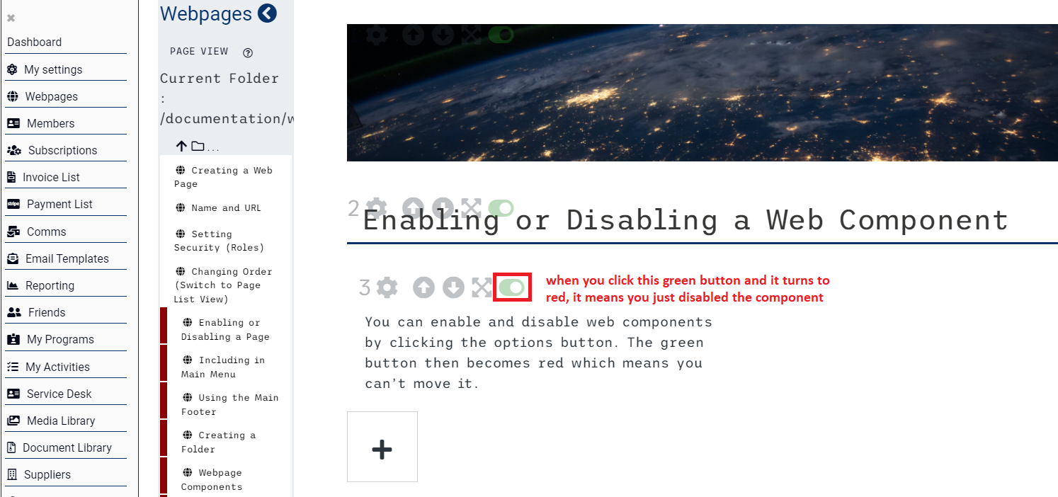 Enabling or Disabling a Web Component Enabling or Disabling a Web Component